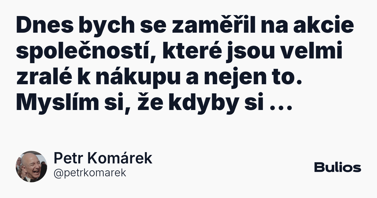 Kdybyste měli sestavené portfolio jen z těchto 5 společností, tak si ...